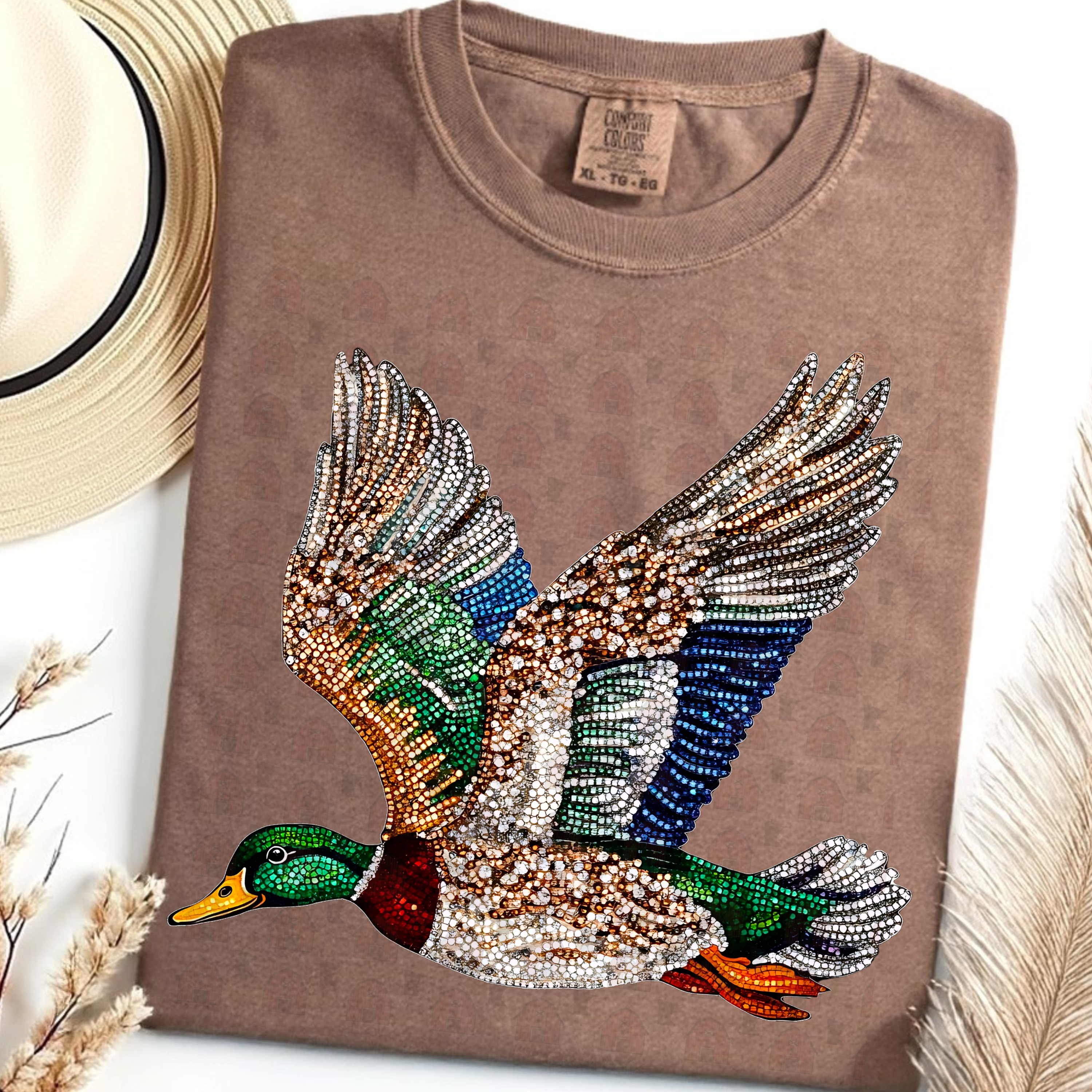 Faux Rhinestone Flying Mallard – Country Print Co